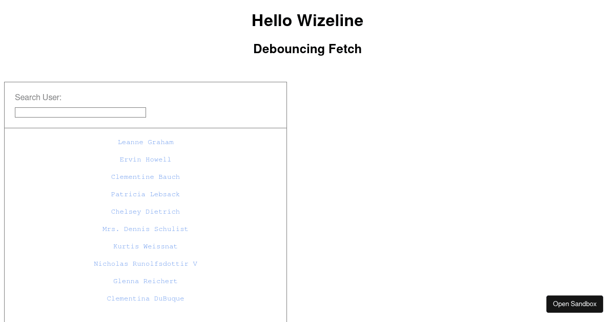 React Bootcamp Fetching Debounce Request Full Codesandbox