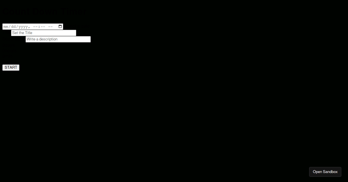 React Count Down Timer Codesandbox 