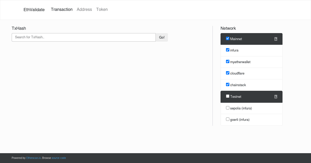 etherscan/ethvalidate - Codesandbox