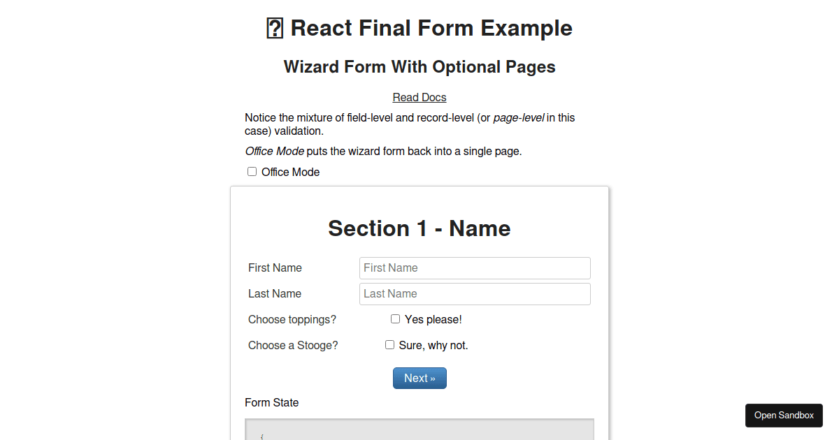 🏁 React Final Form - Wizard Example - Bank Validator - Codesandbox