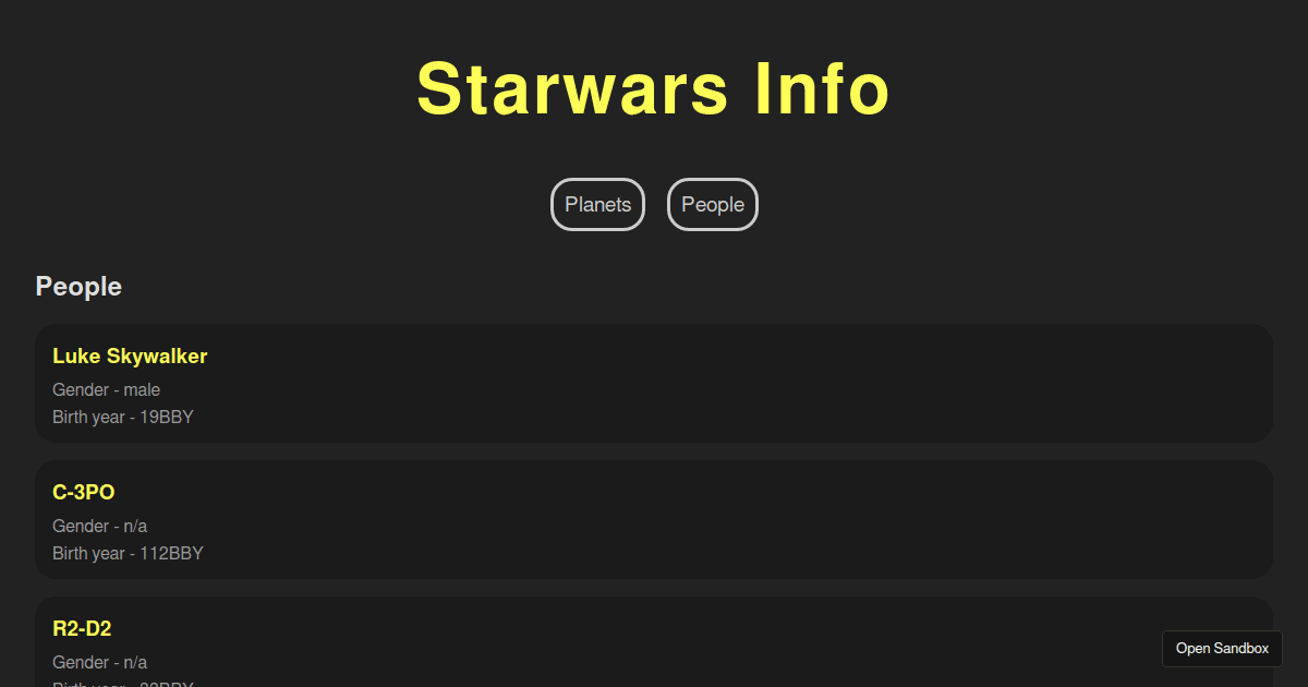 react-query-starwars - Codesandbox