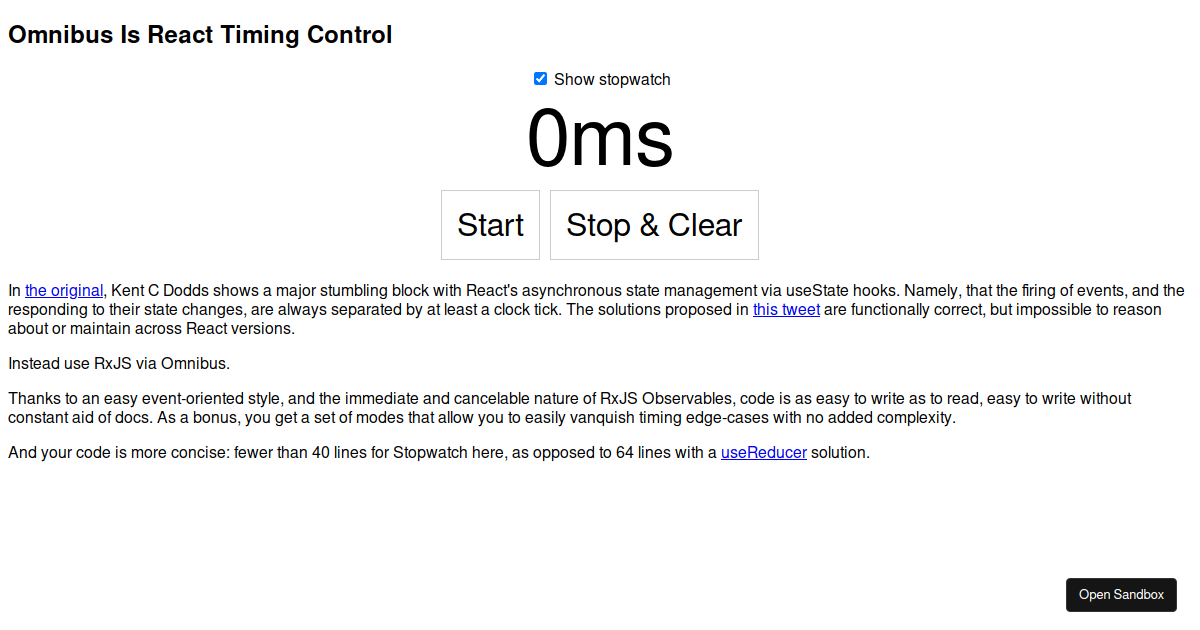 Omnibus-React Timing Fix (bus) - Codesandbox