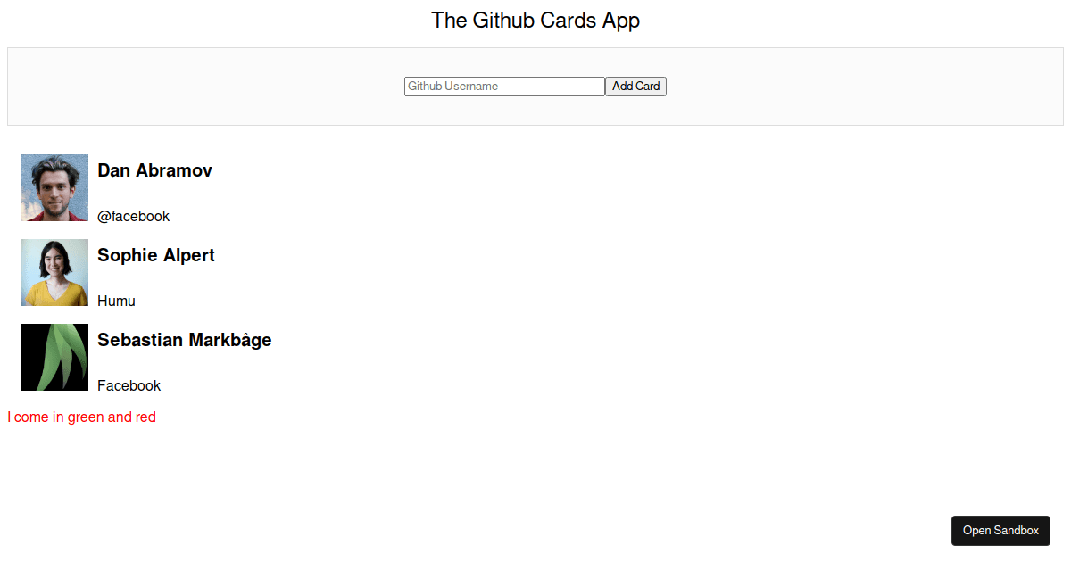 github-cards-app - Codesandbox