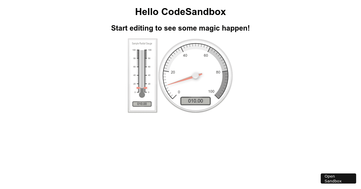 react-canvas-gauges (forked) - Codesandbox