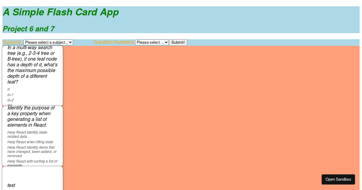 Project6 and 7 - Codesandbox