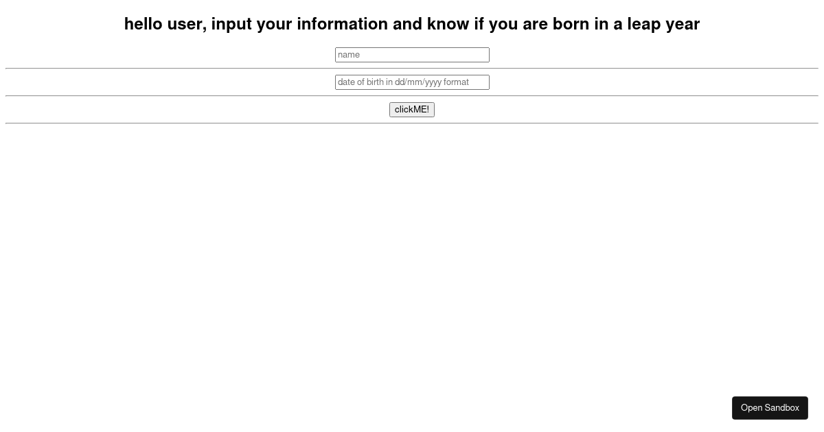 Leap Year Codesandbox