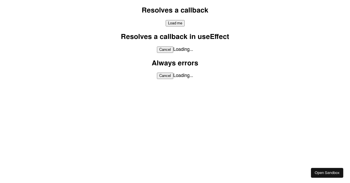 @react-hook/async example - Codesandbox