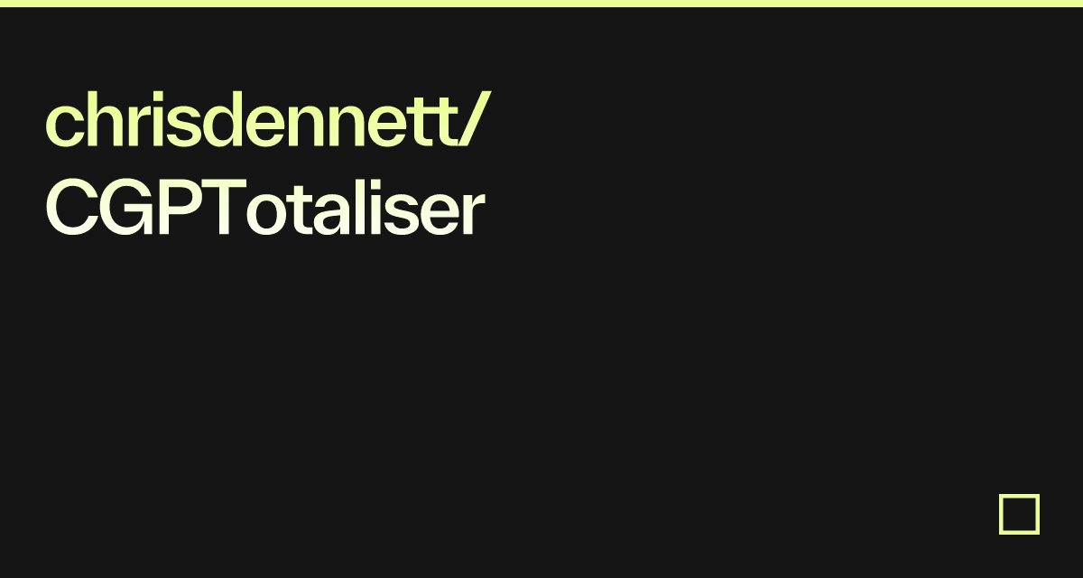 chrisdennett/CGPTotaliser - Codesandbox