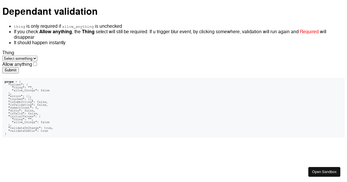 Formik Codesandbox Template - Codesandbox