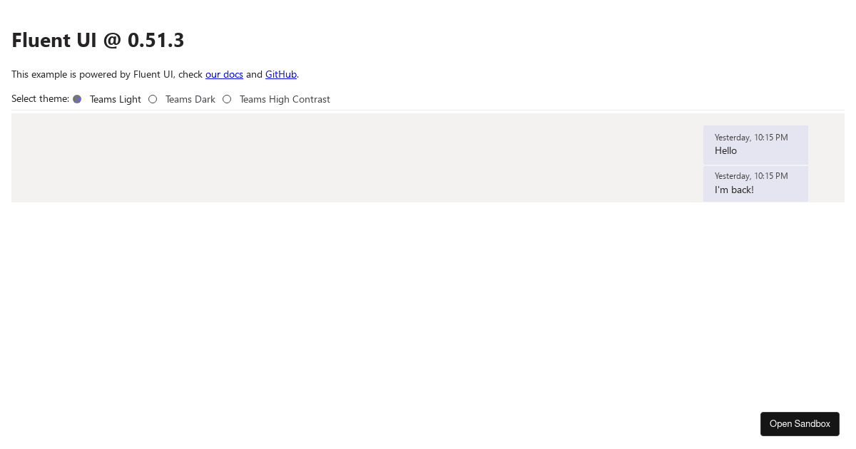 Fluent Ui Example Forked Codesandbox