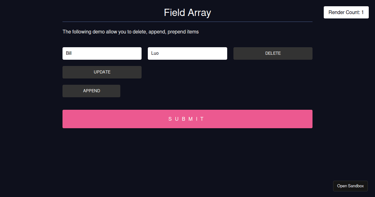React Hook Form - useFieldArray Update Selected Field Only - Codesandbox