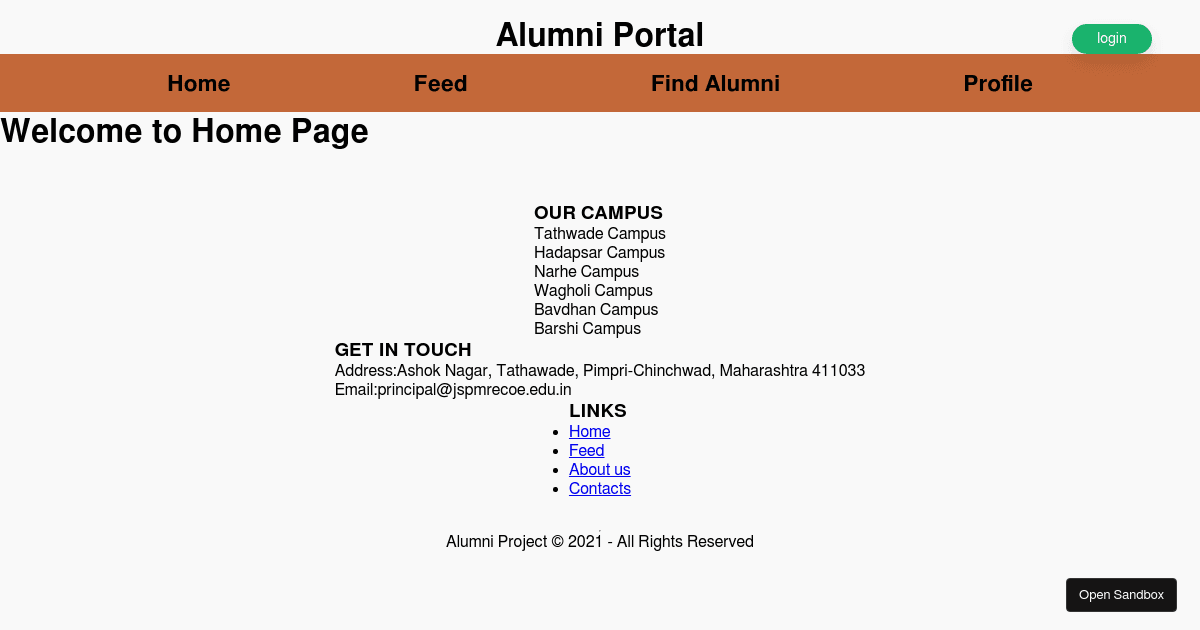 Alumni Portal 1.1 (forked) - Codesandbox