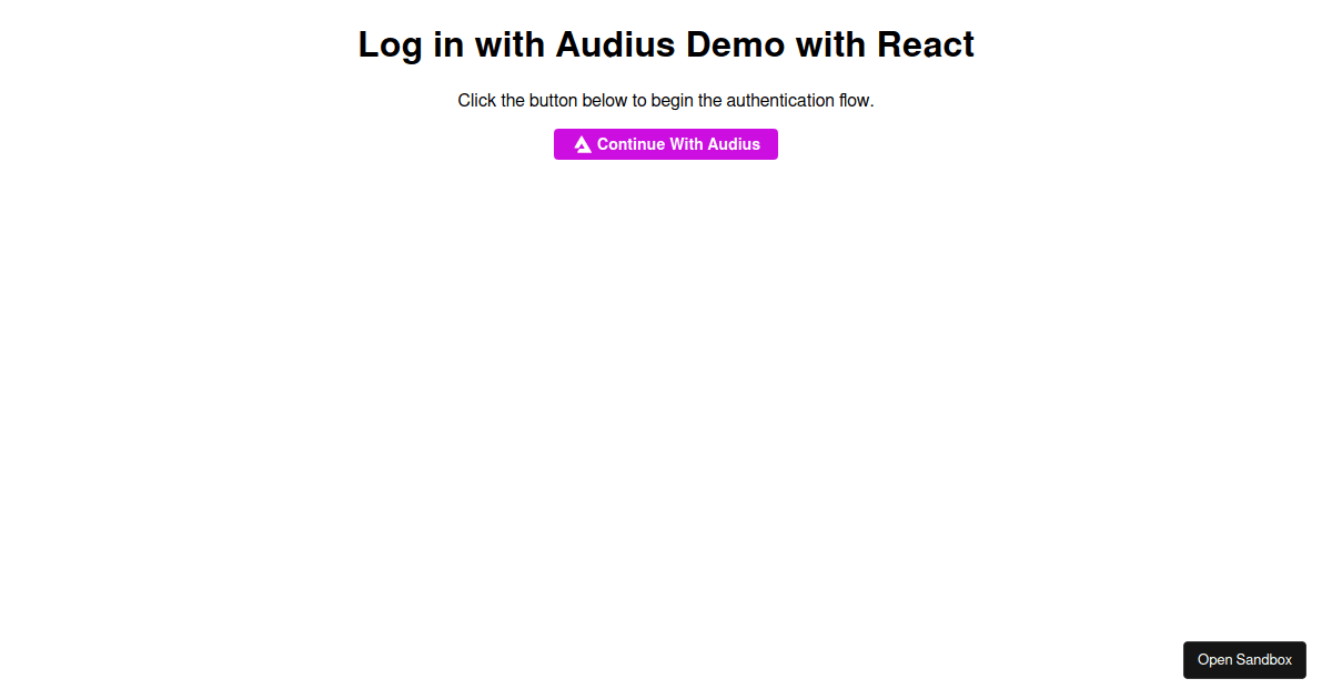 Log in with Audius Demo - Codesandbox