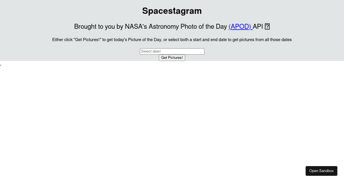 spacestagram - Codesandbox