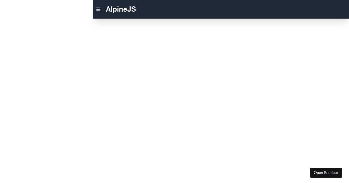 AlpineJS - Drawer - Codesandbox