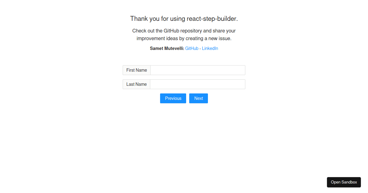 react-step-builder demo - Codesandbox