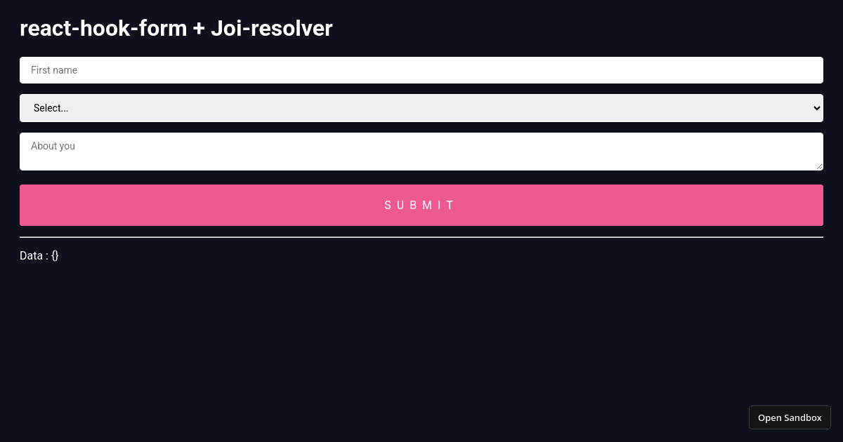 React Hook Form (JS) (forked) - Codesandbox