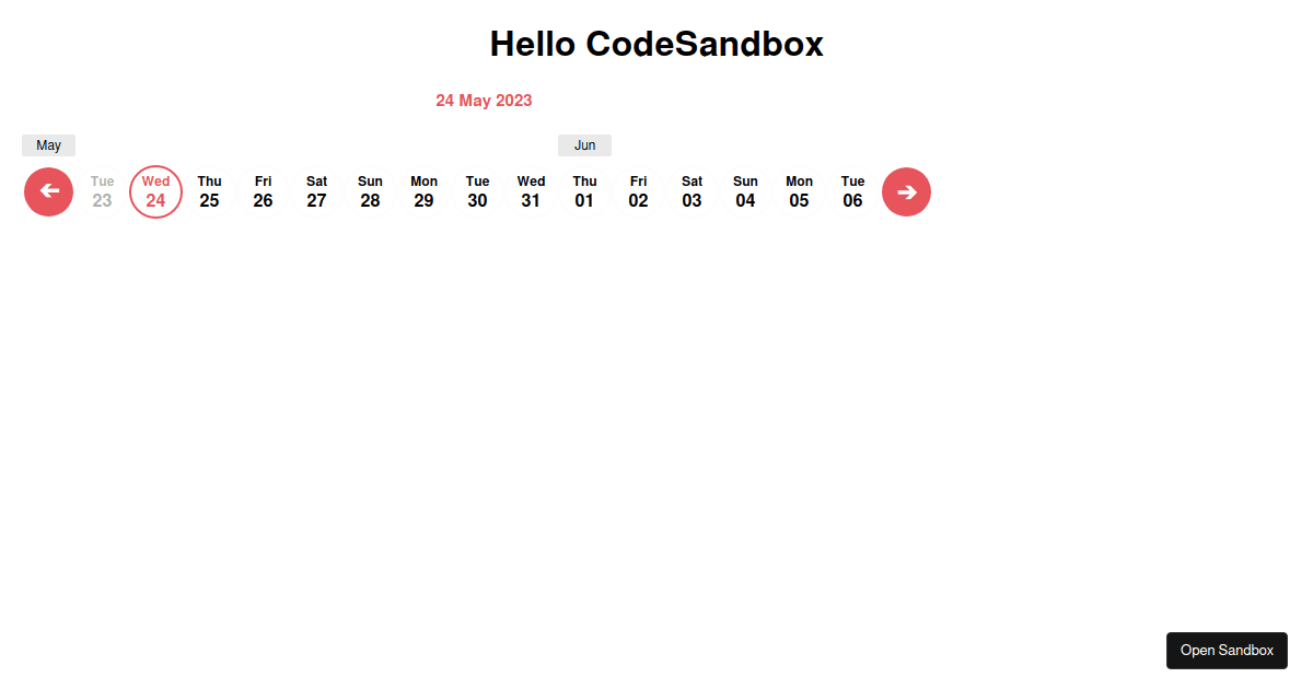 react date picker (forked) - Codesandbox