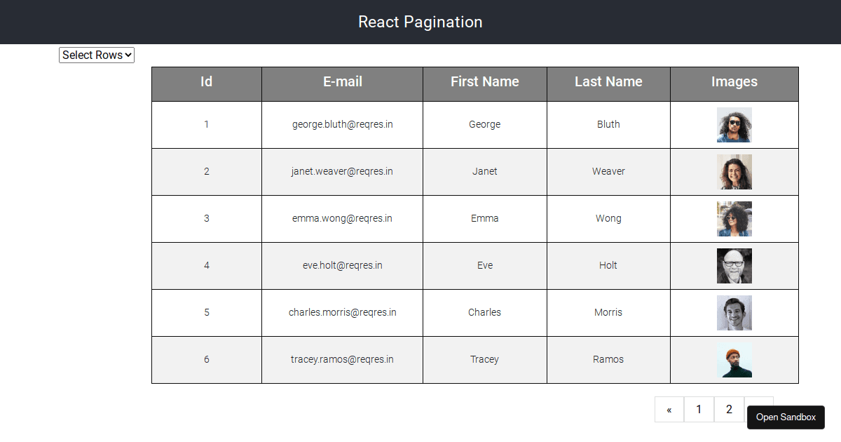pagination - Codesandbox
