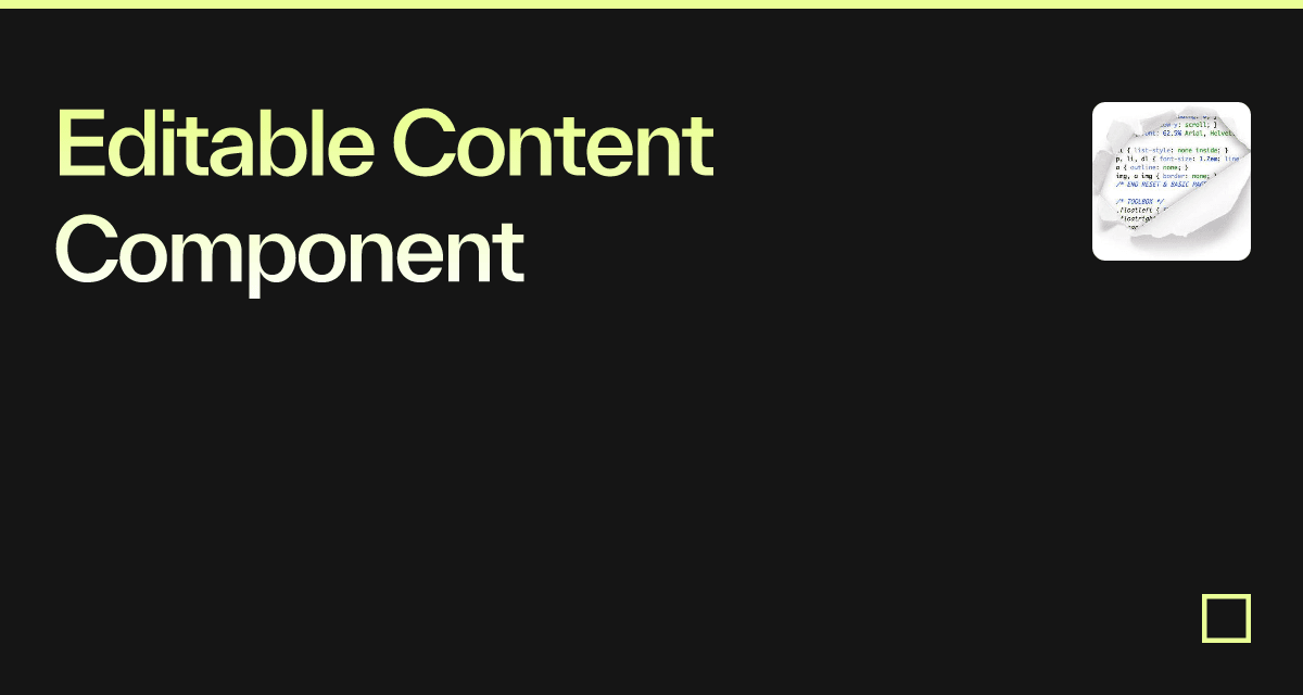 Editable Content Component - Codesandbox