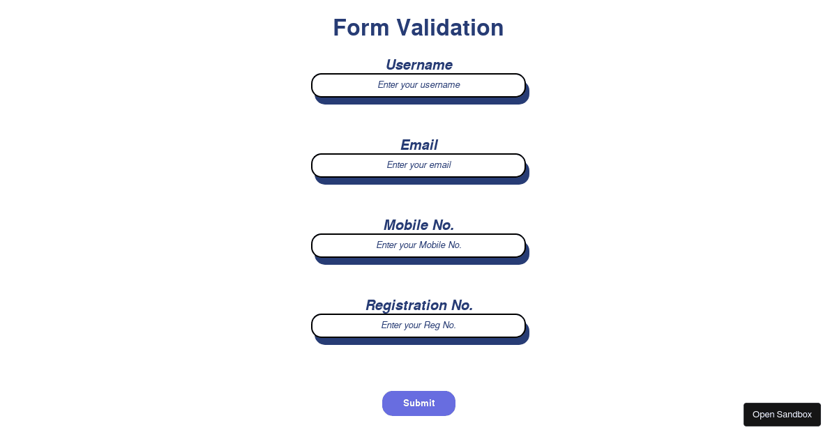 Form Validation Codesandbox