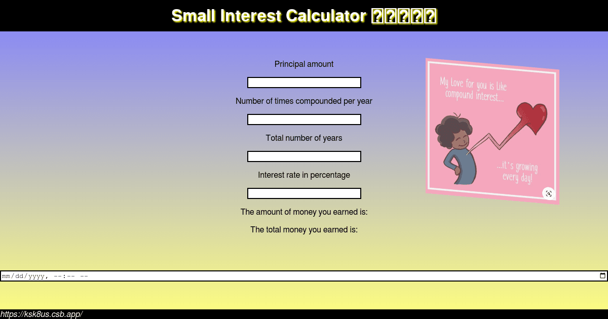 Compound Interest Calculator Codesandbox