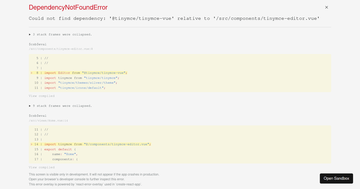 Test Tinymce Vue Codesandbox