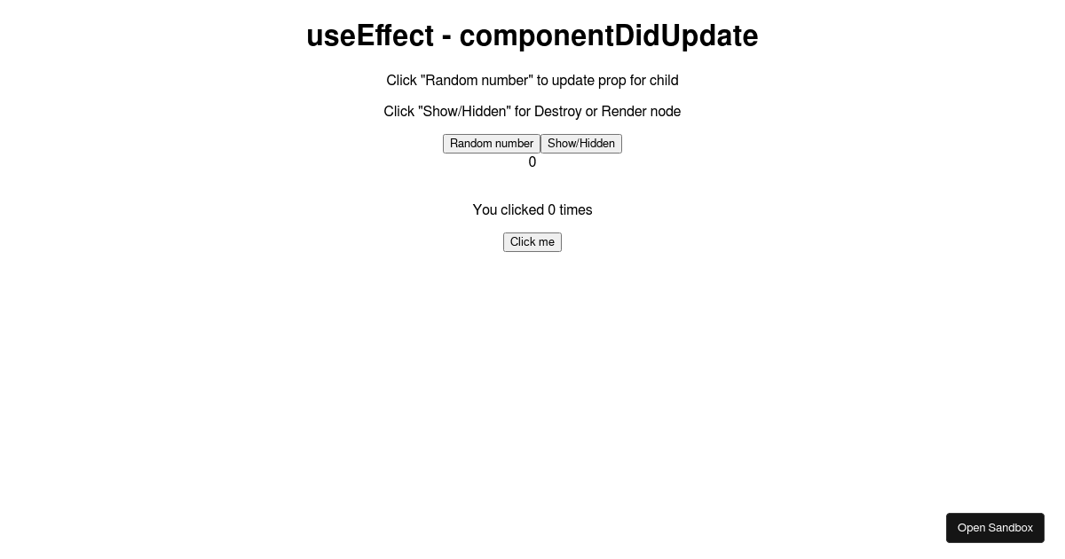 useEffect - componentDidUpdate - Codesandbox
