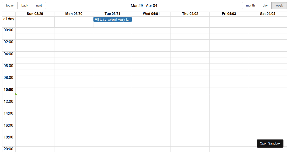React Big Calendar Example - Codesandbox