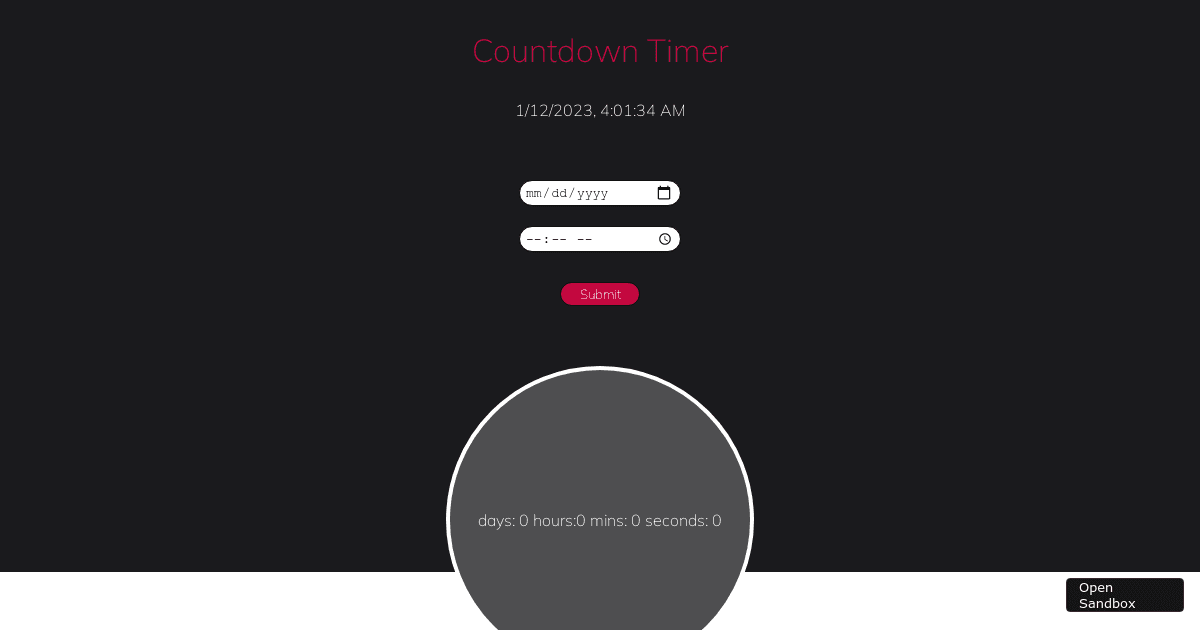 React Countdown Timer Codesandbox