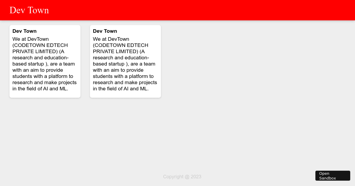DevTown Bootcamp - Codesandbox
