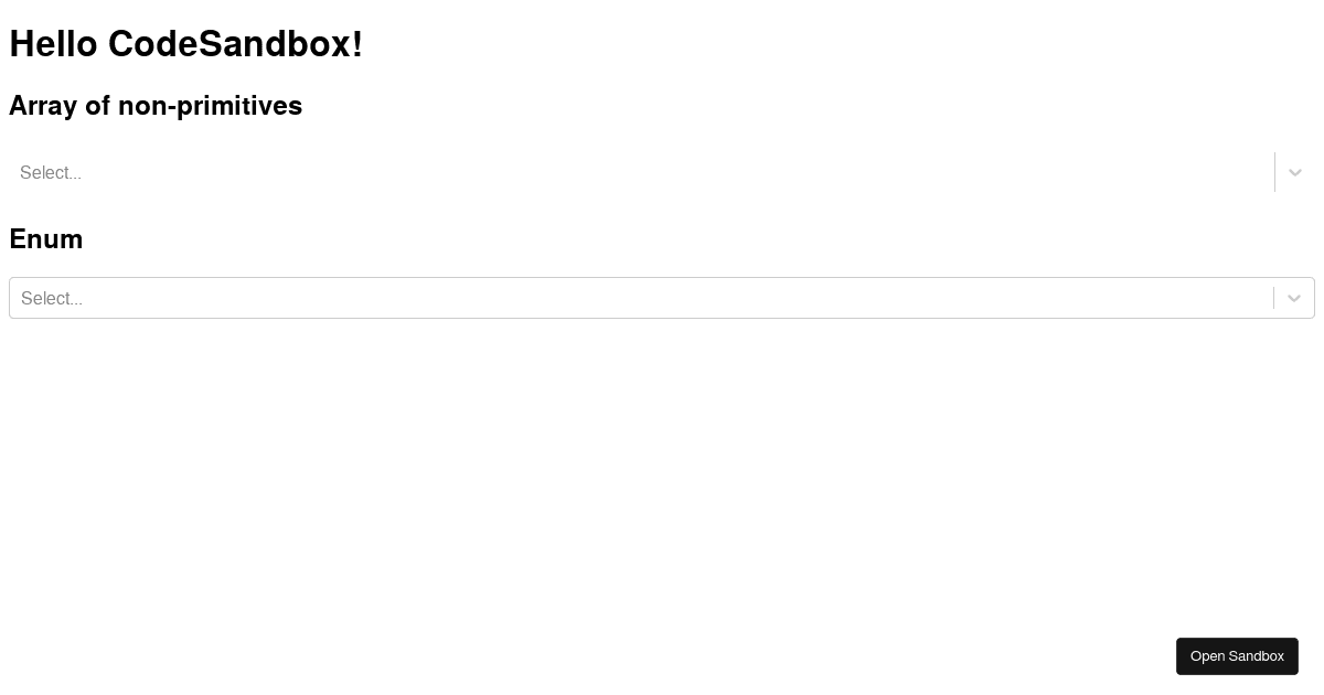 react-select TypeScript animals (forked) - Codesandbox react-select TypeScript animals (forked) - Codesandbox