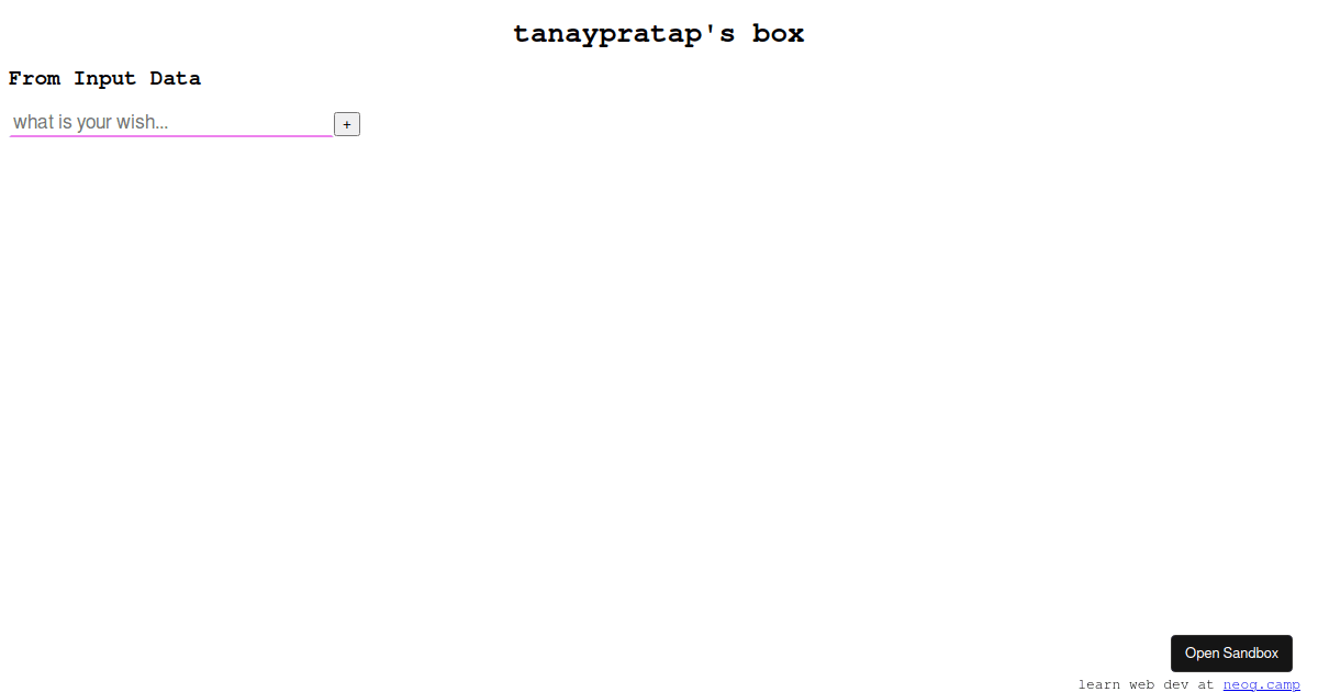 React Timer User Input Data Codesandbox