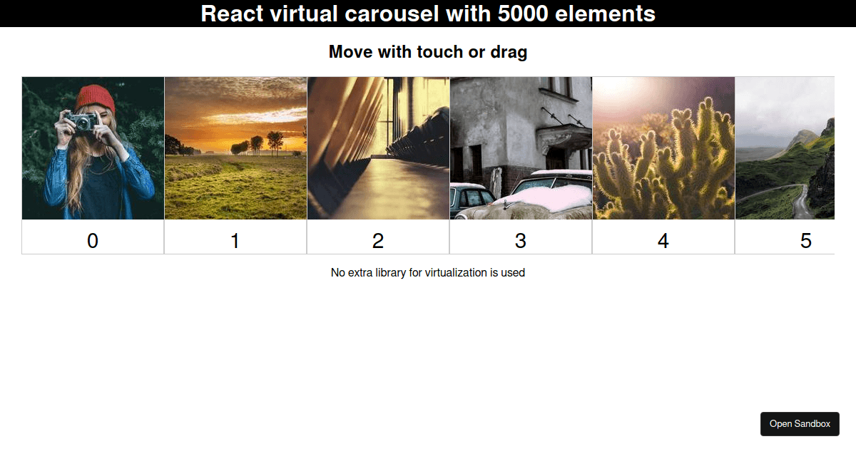React virtual Carousel - Codesandbox