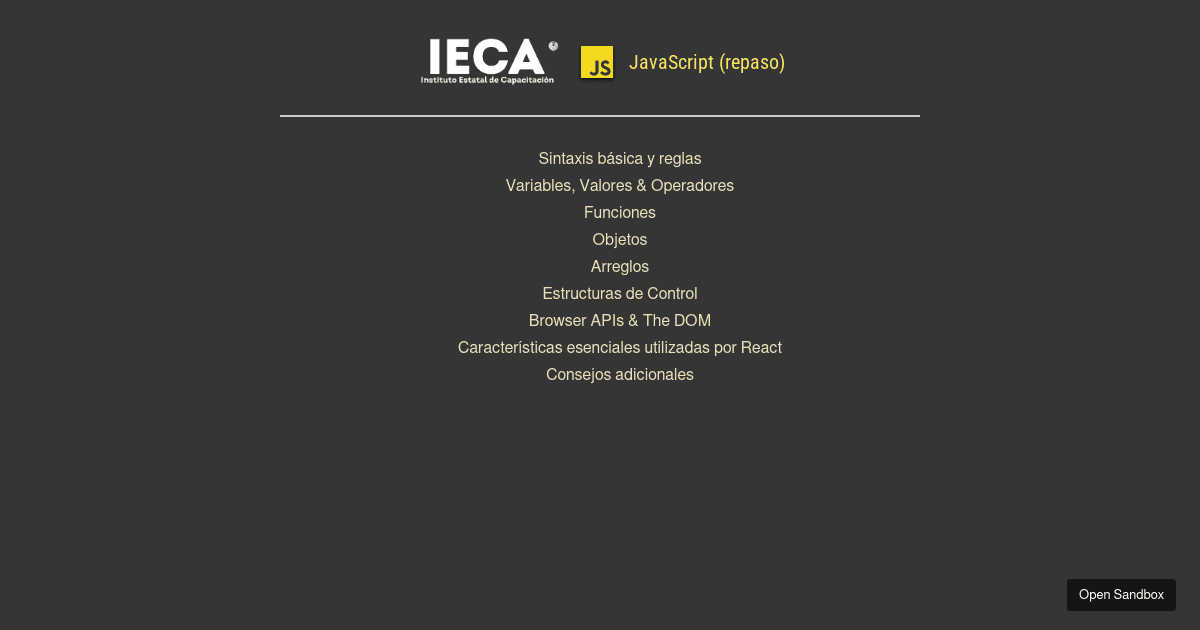 Vanilla Javascript Inicial Codesandbox