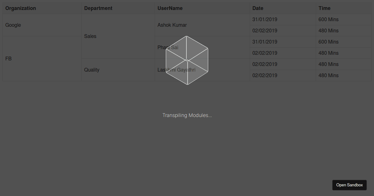 Dynamictable Codesandbox