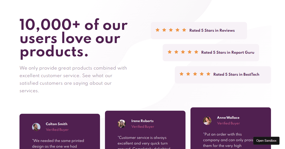 Frontend Mentor Social Proof Section Codesandbox