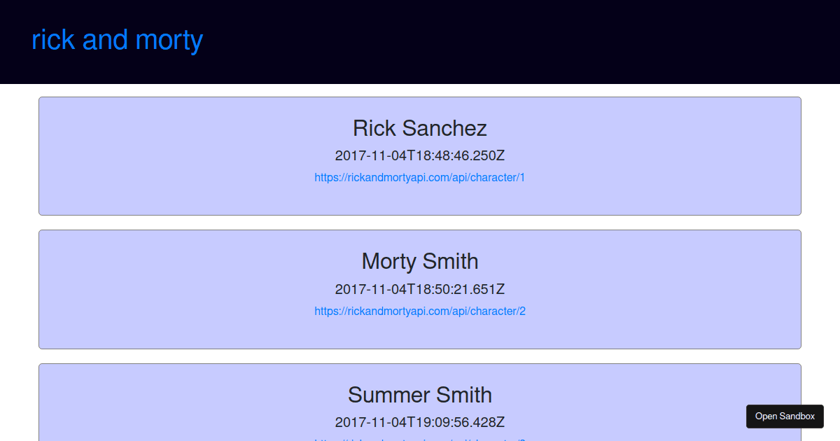 rick and morty- pagination - Codesandbox