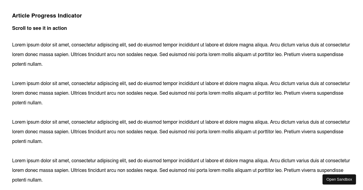 Article Progress Indicator - Codesandbox