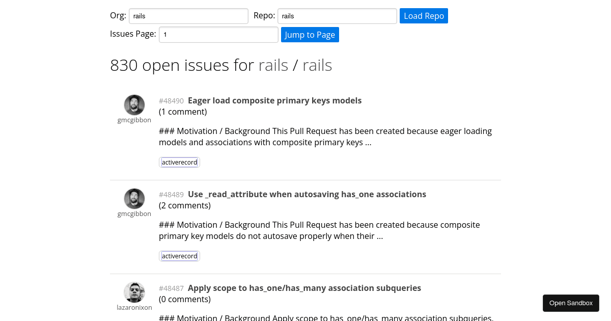 Rsk Github Issues Example Codesandbox