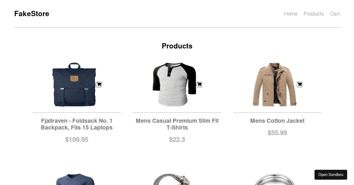 React Ecommerce Codesandbox