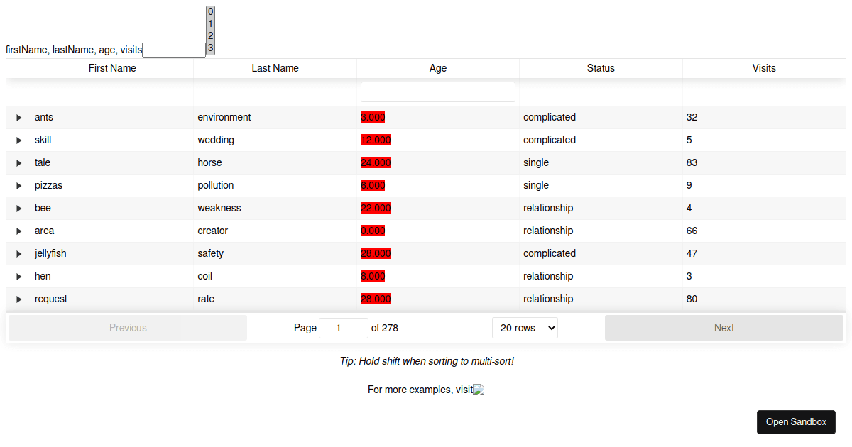 React Table Custom Filter Codesandbox