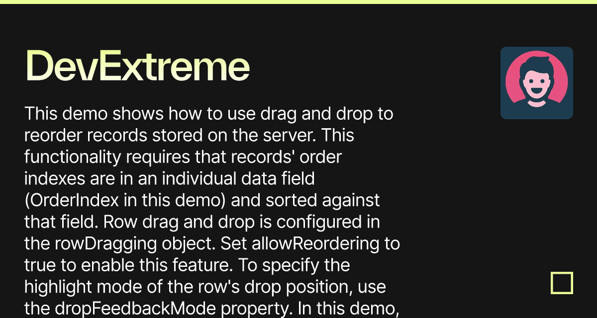 DevExtreme Example: Remote Reordering - Codesandbox