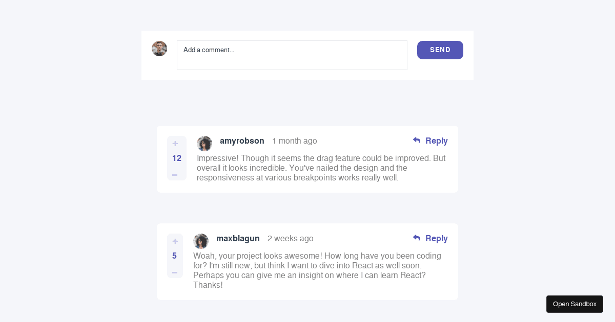 interactive-comments - Codesandbox