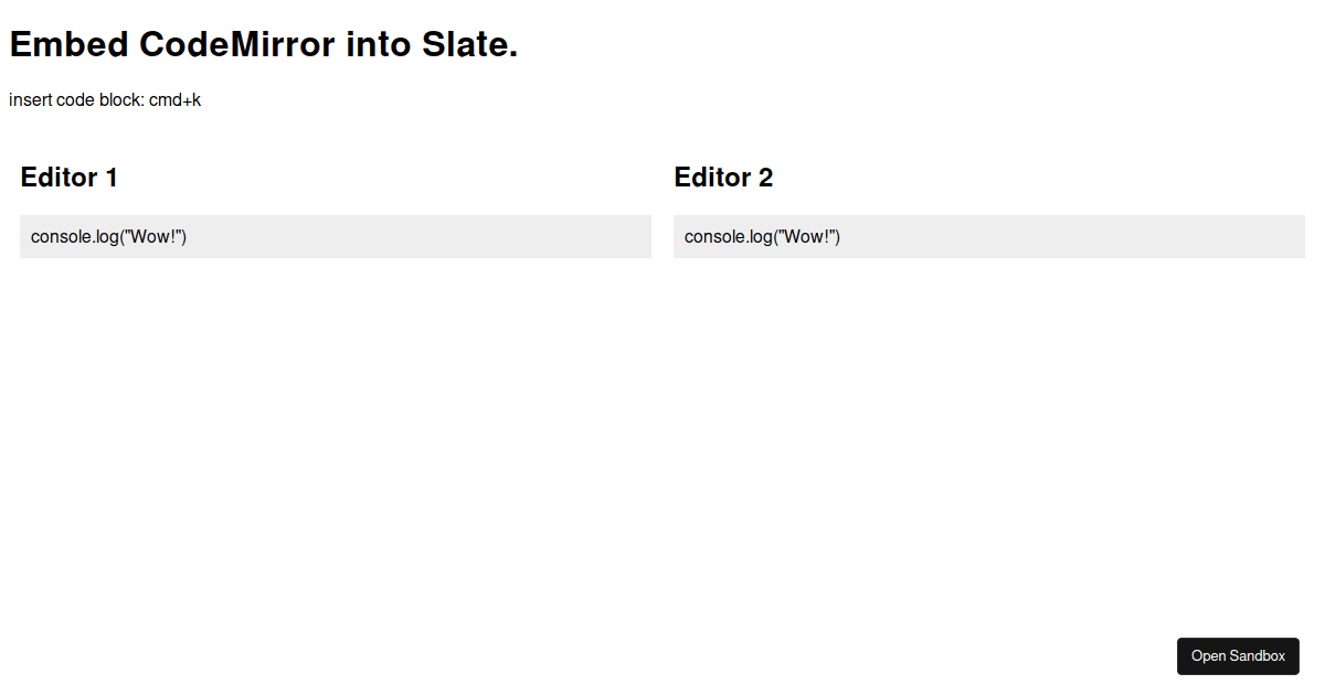 slate-codemirror (forked) - Codesandbox