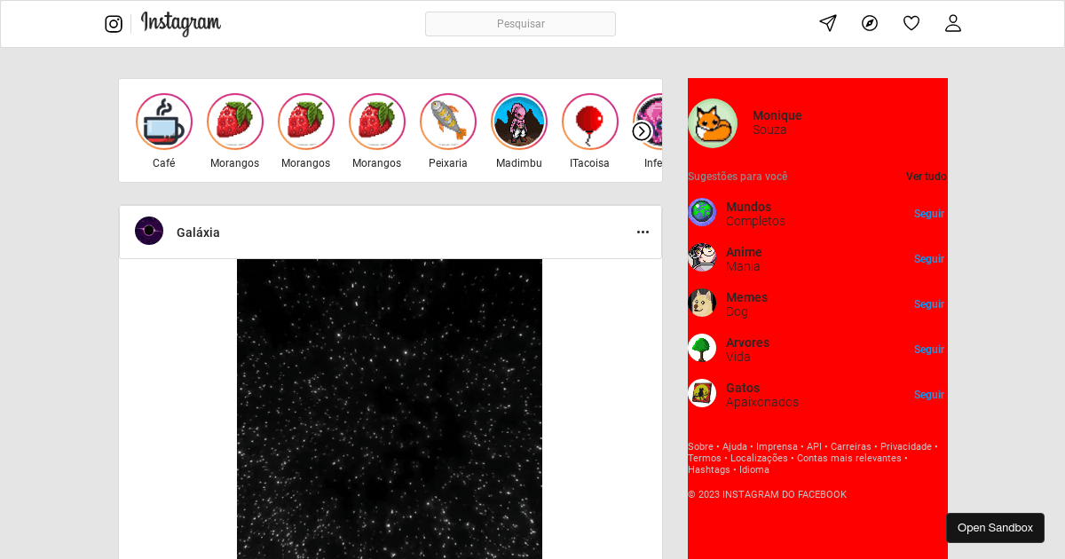 Instagram (forked) - Codesandbox