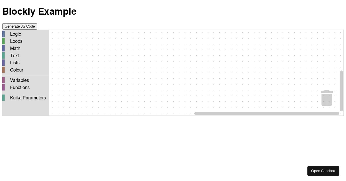 BLOCKLY EXAMPLE - Codesandbox