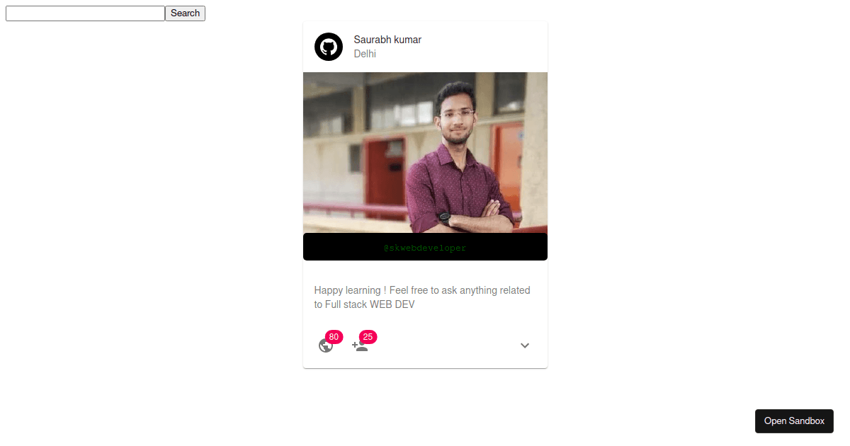 #10 Day Github Profile Card - Codesandbox
