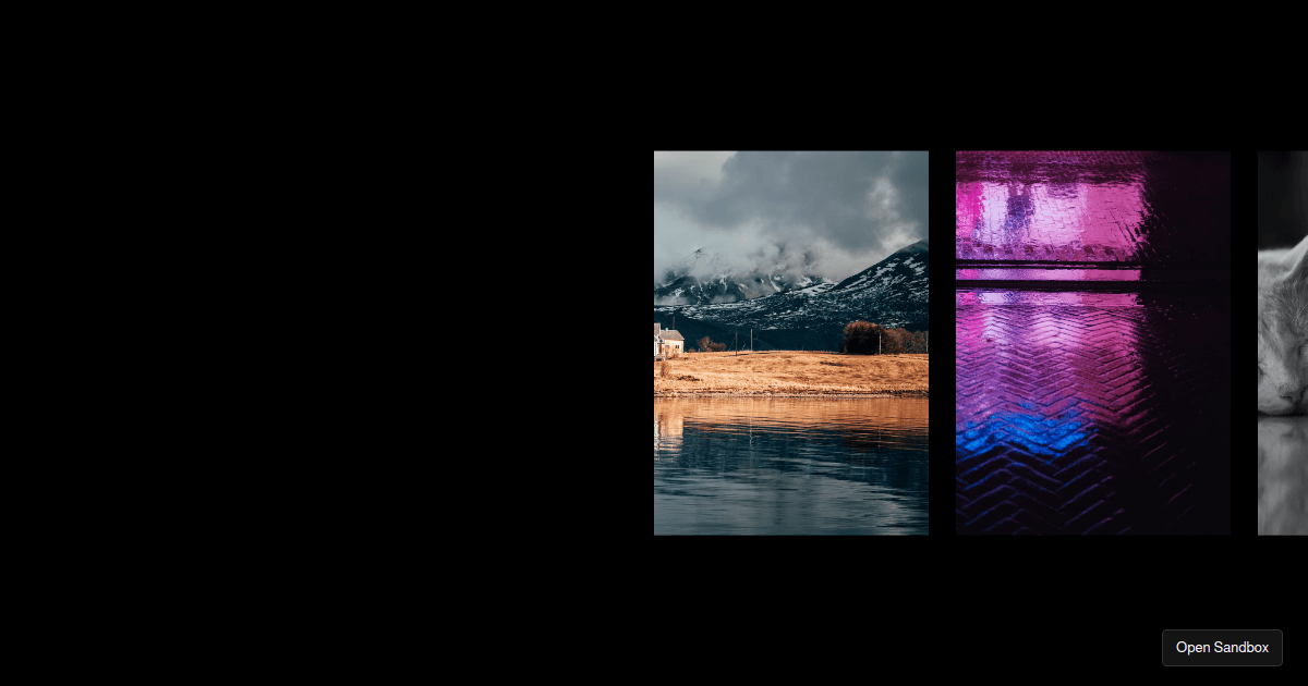 horizontal image gallery drag parallax - Codesandbox