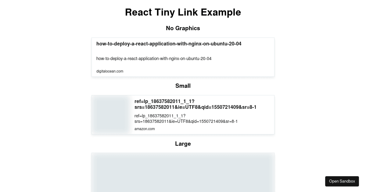 React Tiny Link (forked) - Codesandbox